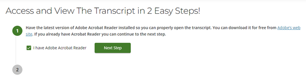 How do I open an electronic transcript that has been sent to me?