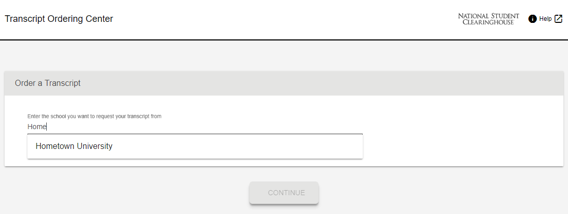 Selecting a School - Transcript Ordering